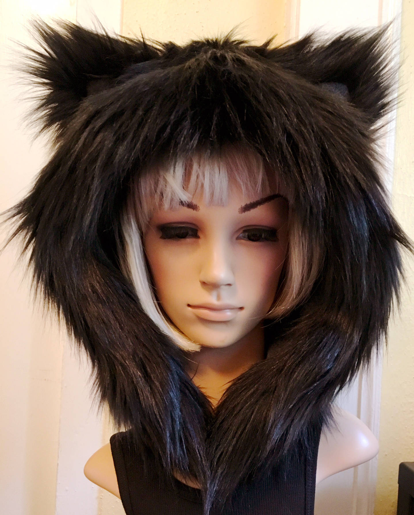 Black Cat Hood Faux Fur Animal Kitty Hat - Etsy