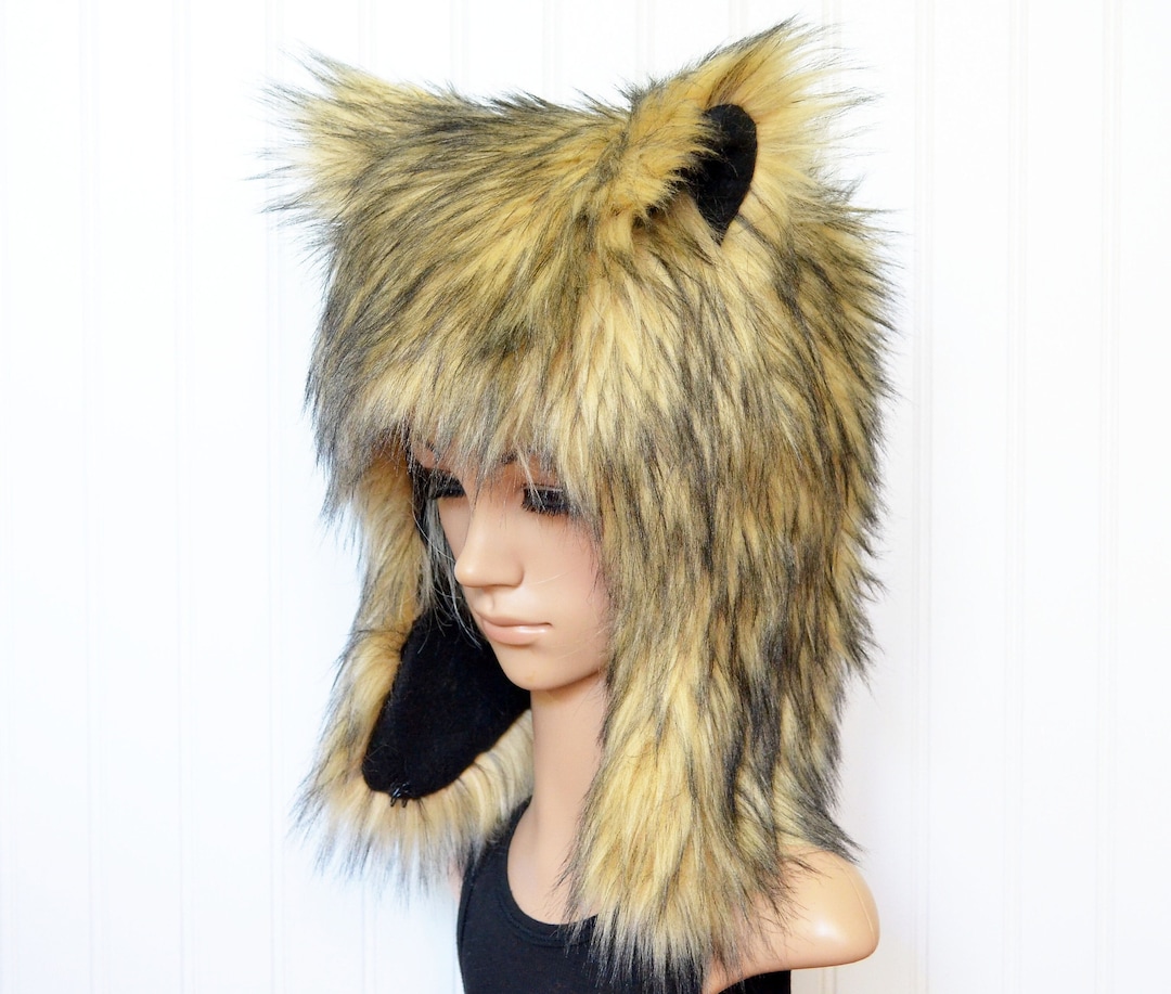Brown Husky Wolf Hat Faux Fur Animal Hat Werewolf - Etsy