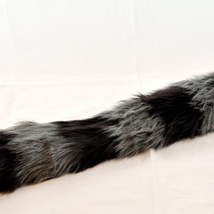 Gray Cat Tail With Black Stripes Faux Fur Kitty Tail - Etsy