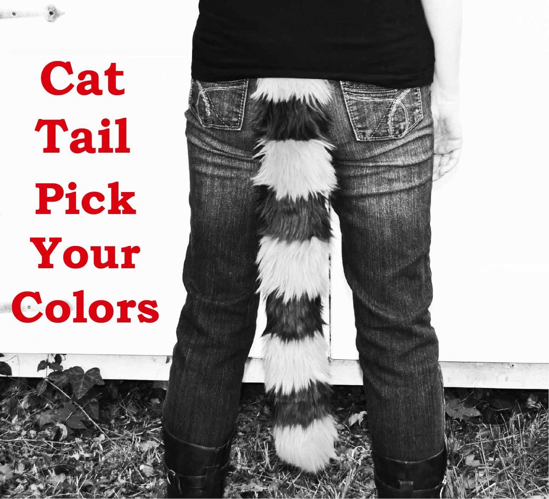 Striped Cat Tail Pick Your Colors Faux Fur Kitty Tails - Etsy