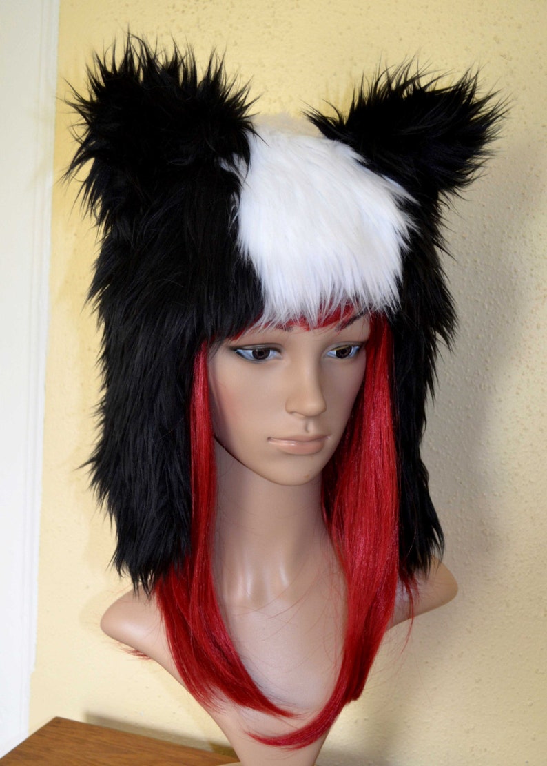 Skunk Hat Faux Fur Animal Hat in Black and White - Etsy