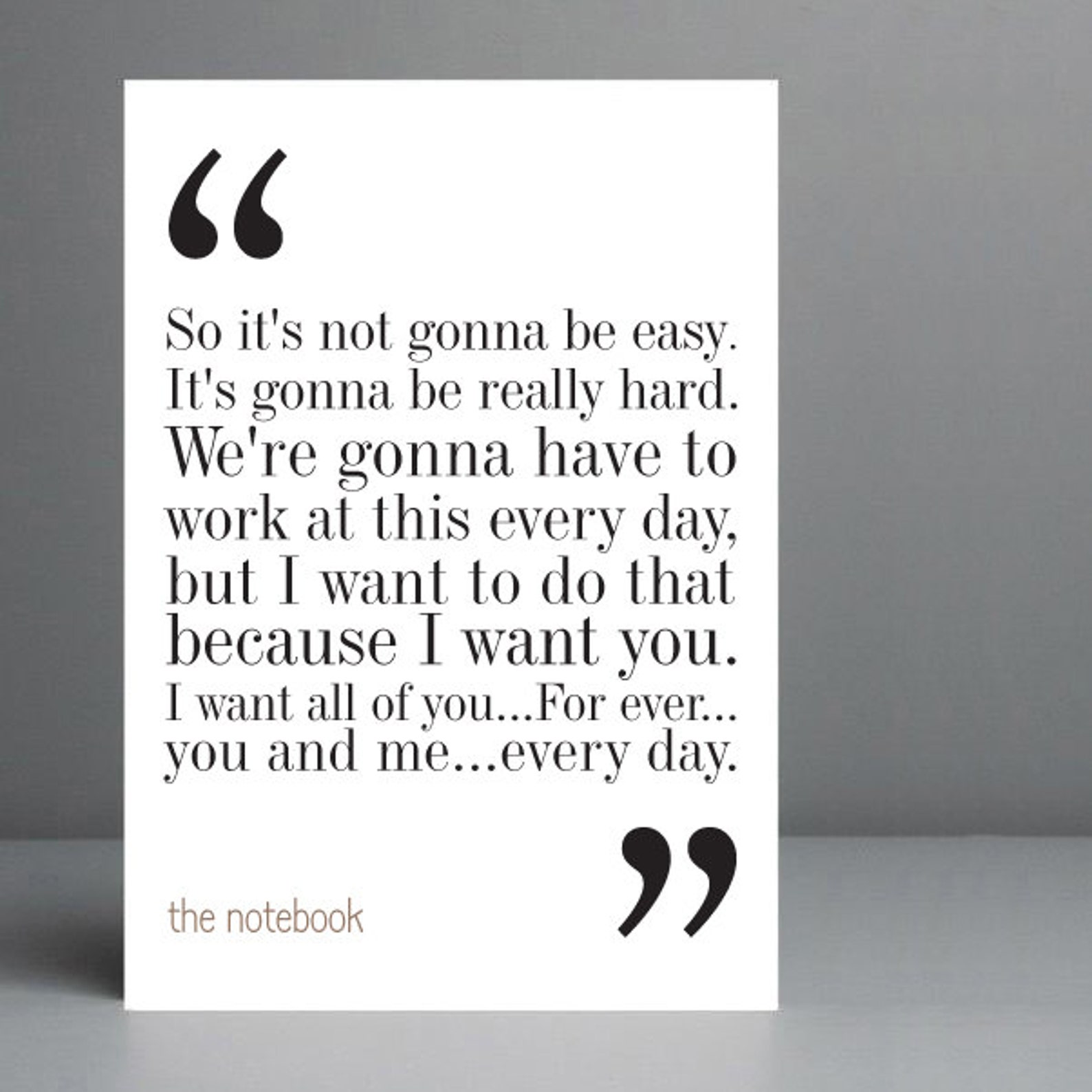 The Notebook Movie Quote. Typography Print. 8x10 on A4 - Etsy UK