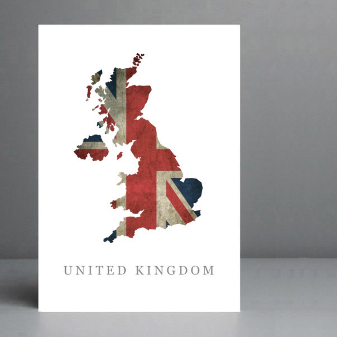 Flag Map of United Kingdom Print. 8x10 on A4 Archival Matte Paper FREE ...