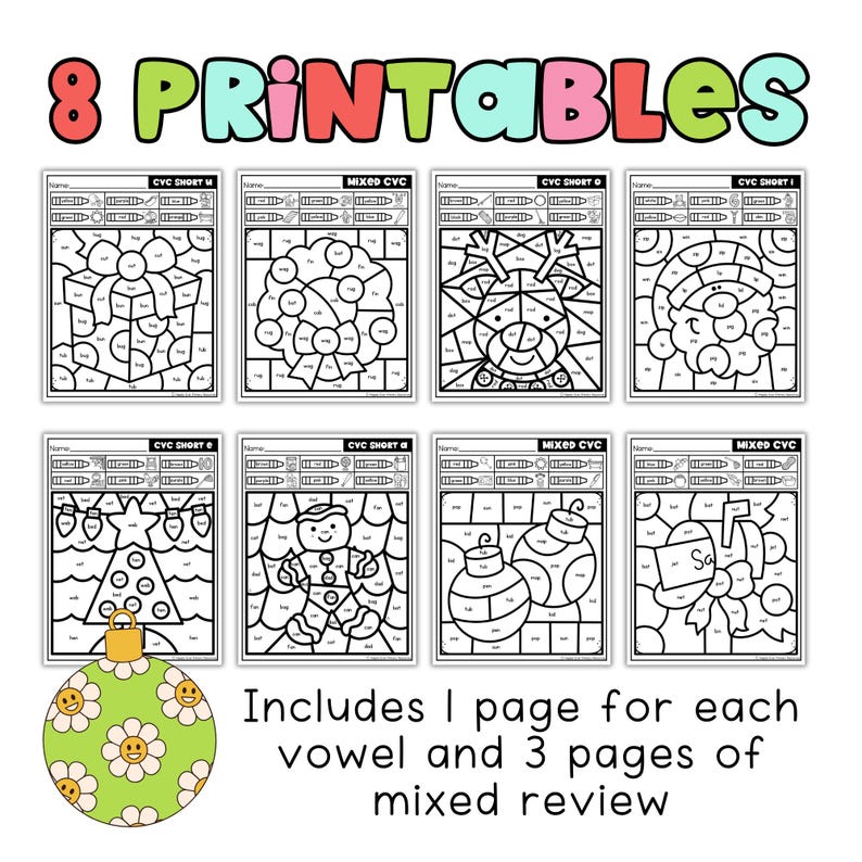 Christmas CVC Words Color by Code Worksheets (printable) - Etsy UK
