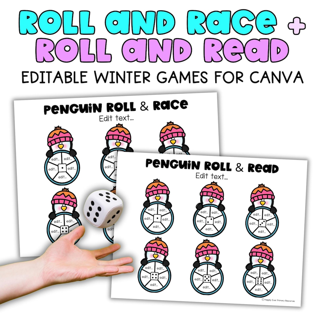 Editable Winter Roll and Read and Roll and Race Games | Printable ...