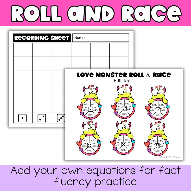 Valentine’s Day Roll and Read and Roll and Race Games | Editable Canva ...