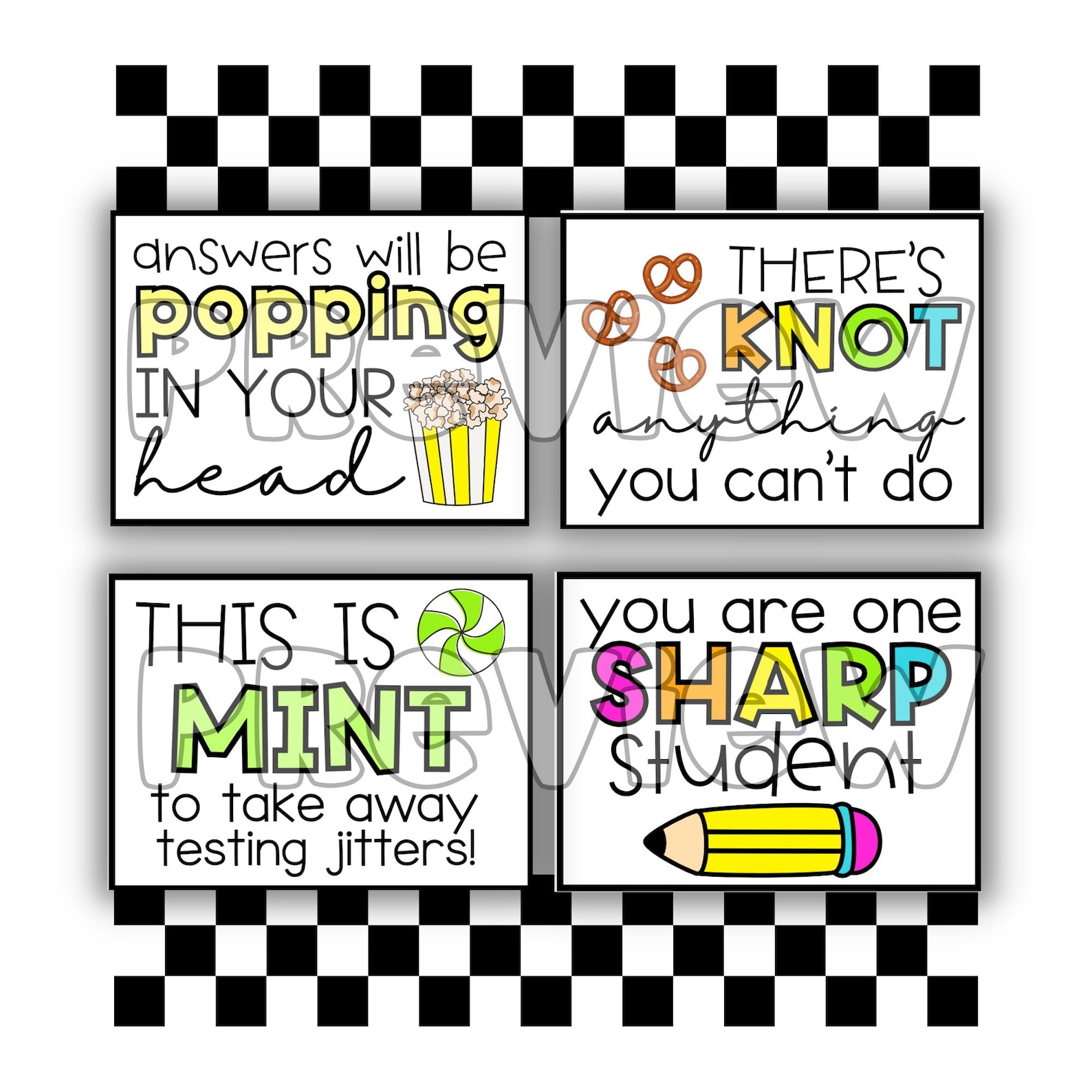 State Testing Encouragement Treat Tags | Testing Week Student Gift Tags ...