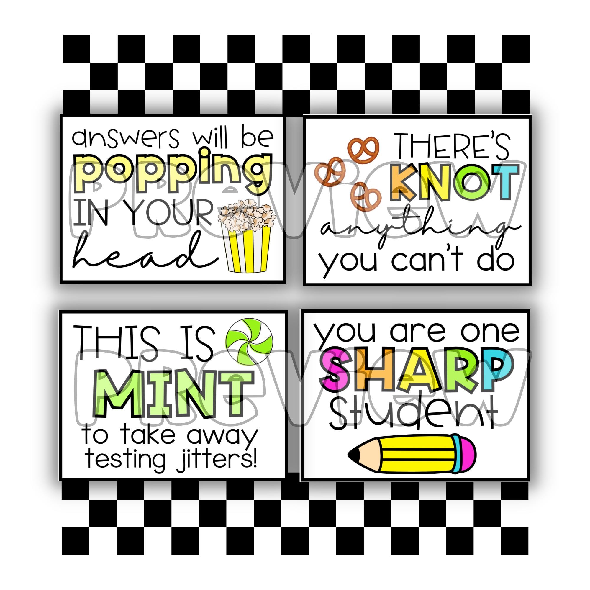 State Testing Encouragement Treat Tags | Testing Week Student Gift Tags ...