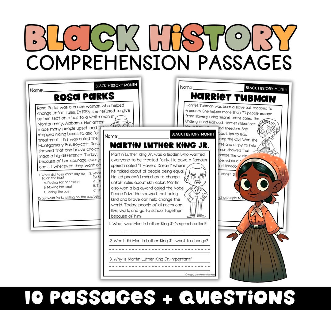 Black History Month Reading Comprehension Passages K–2 | February ...