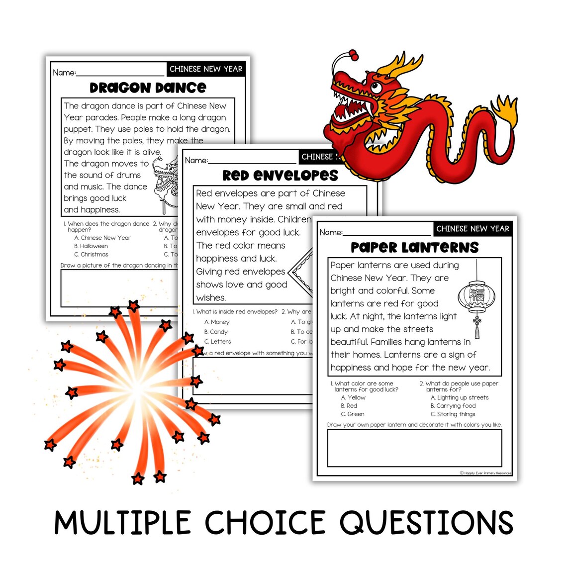 Chinese New Year & Lunar New Year Reading Comprehension Activities | K ...