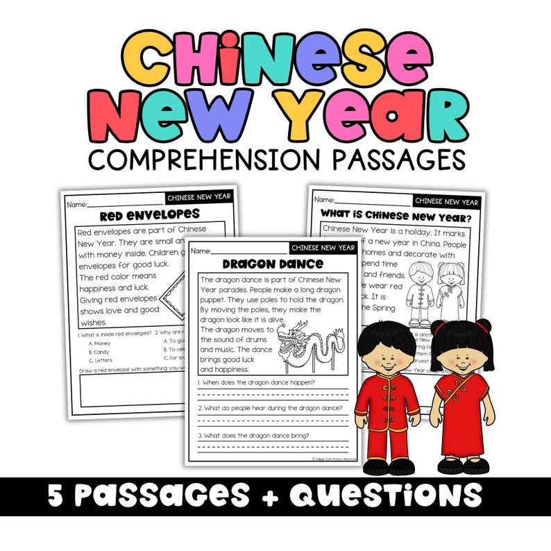 Chinese New Year & Lunar New Year Reading Comprehension Activities | K ...