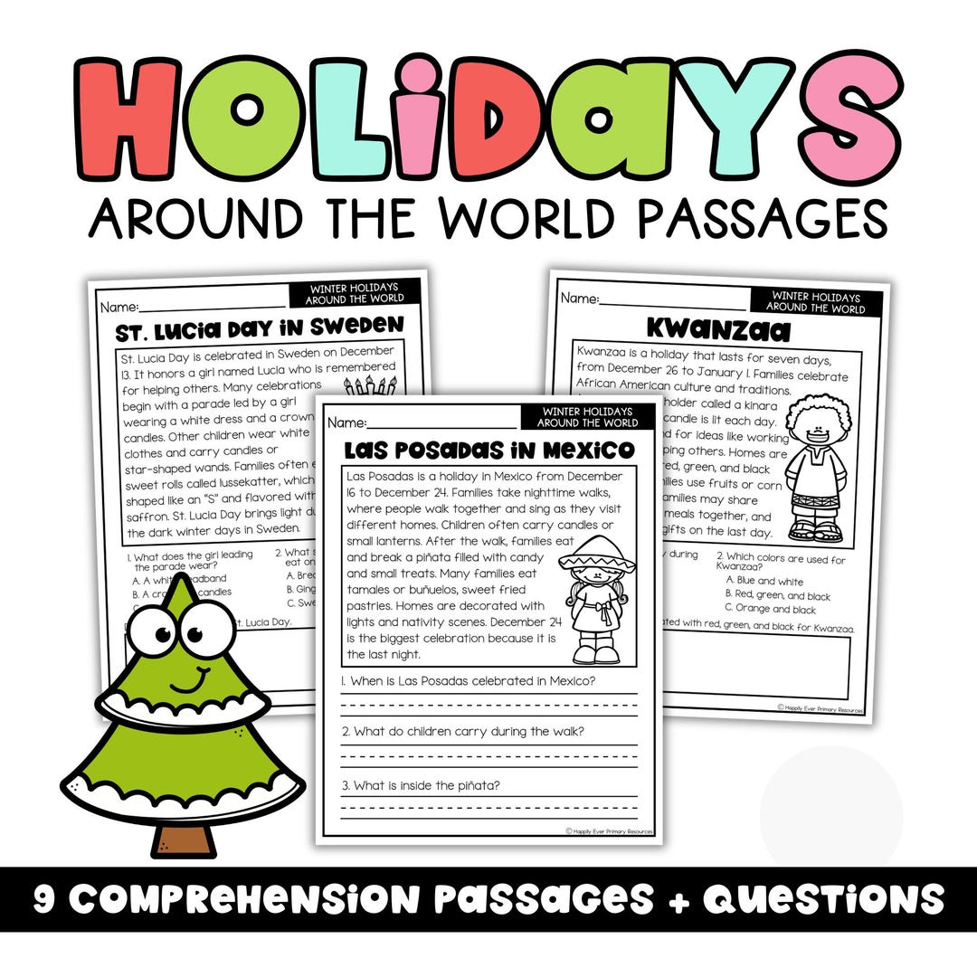 Winter Holidays Around the World Reading Passages & Questions ...