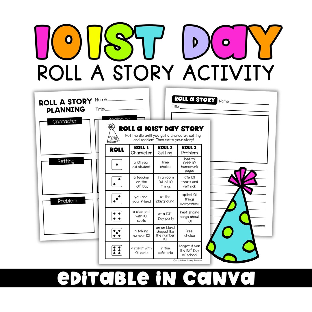 101st Day of School Writing Activity | Roll a Story Creative Writing ...