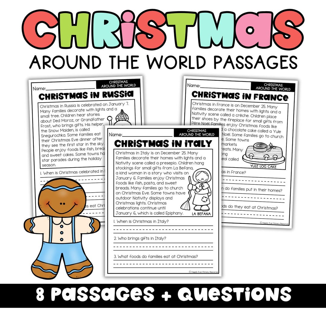 Christmas Holidays Around the World Reading Comprehension Passages ...