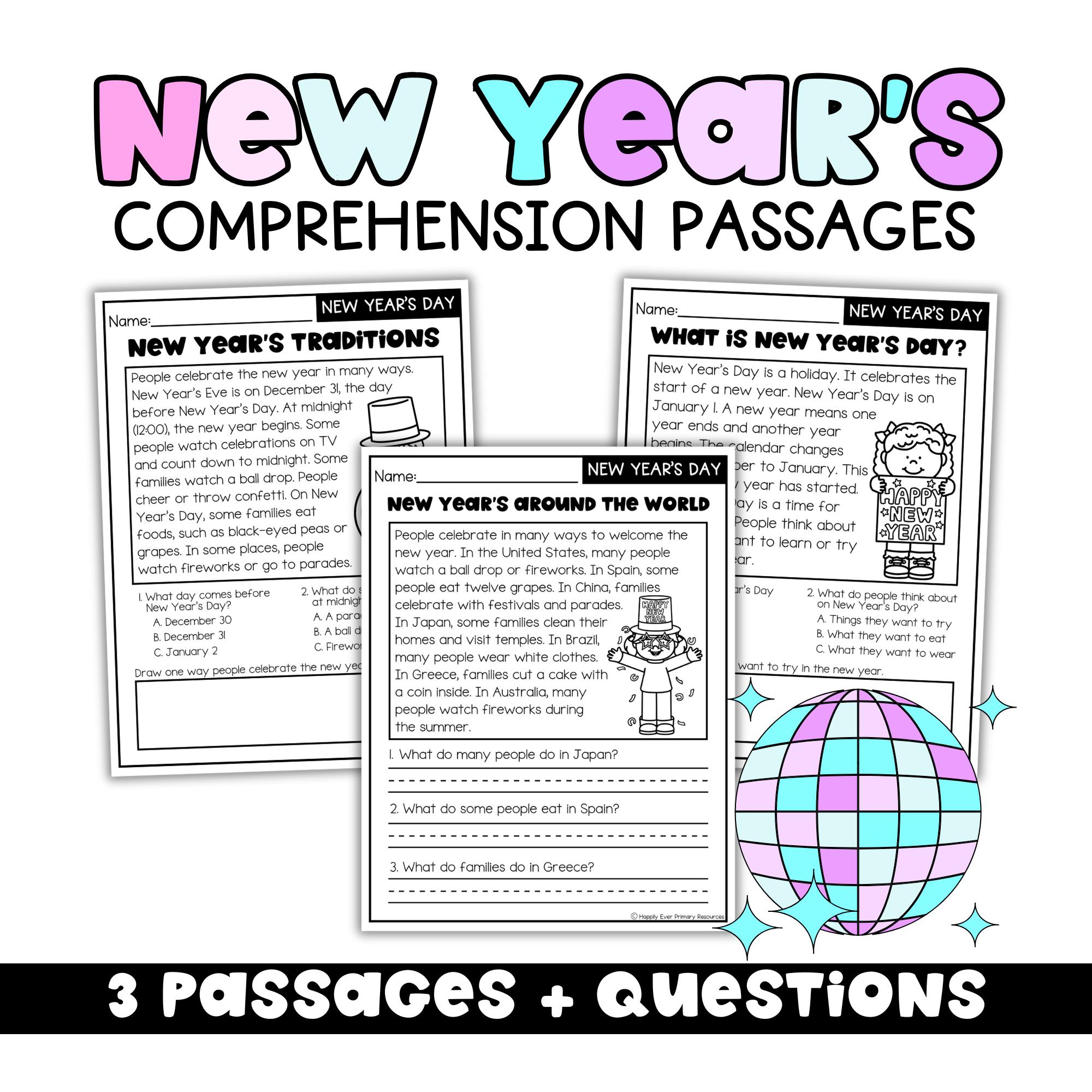 New Year’s Day 2026 Reading Comprehension | January Reading Activities ...