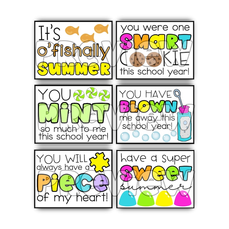 End of Year Student Gifts, Summer Treat Tags for Students, Last Day of ...