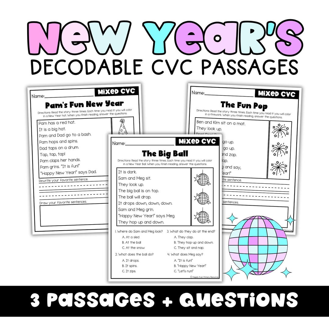 New Year Decodable Passages 2026 | January Phonics Activities | CVC ...