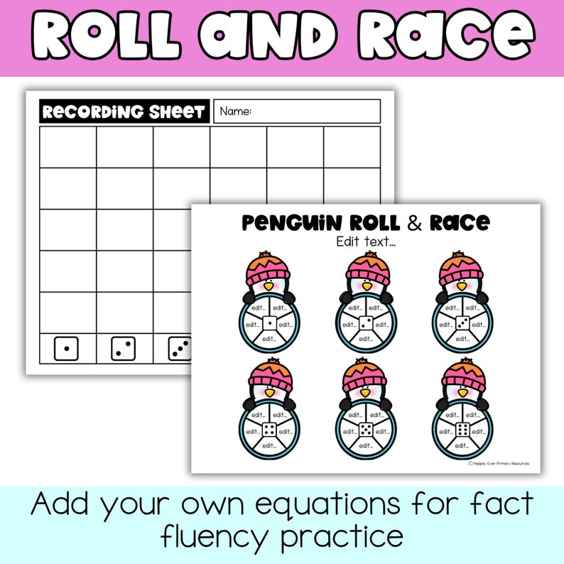 Editable Winter Roll and Read and Roll and Race Games | Printable ...