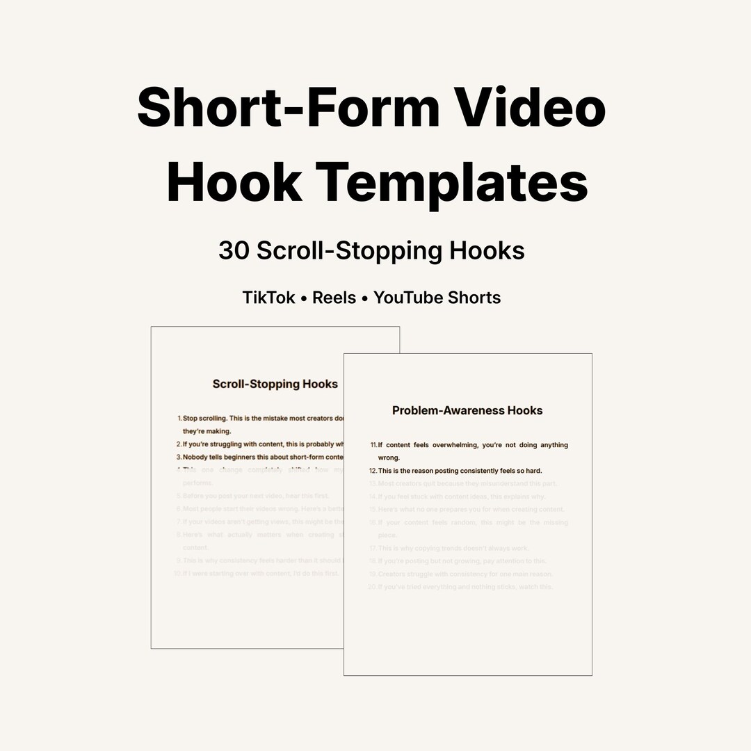 Short-form Video Hook Templates | 30 Scroll-stopping Hooks for Tiktok ...