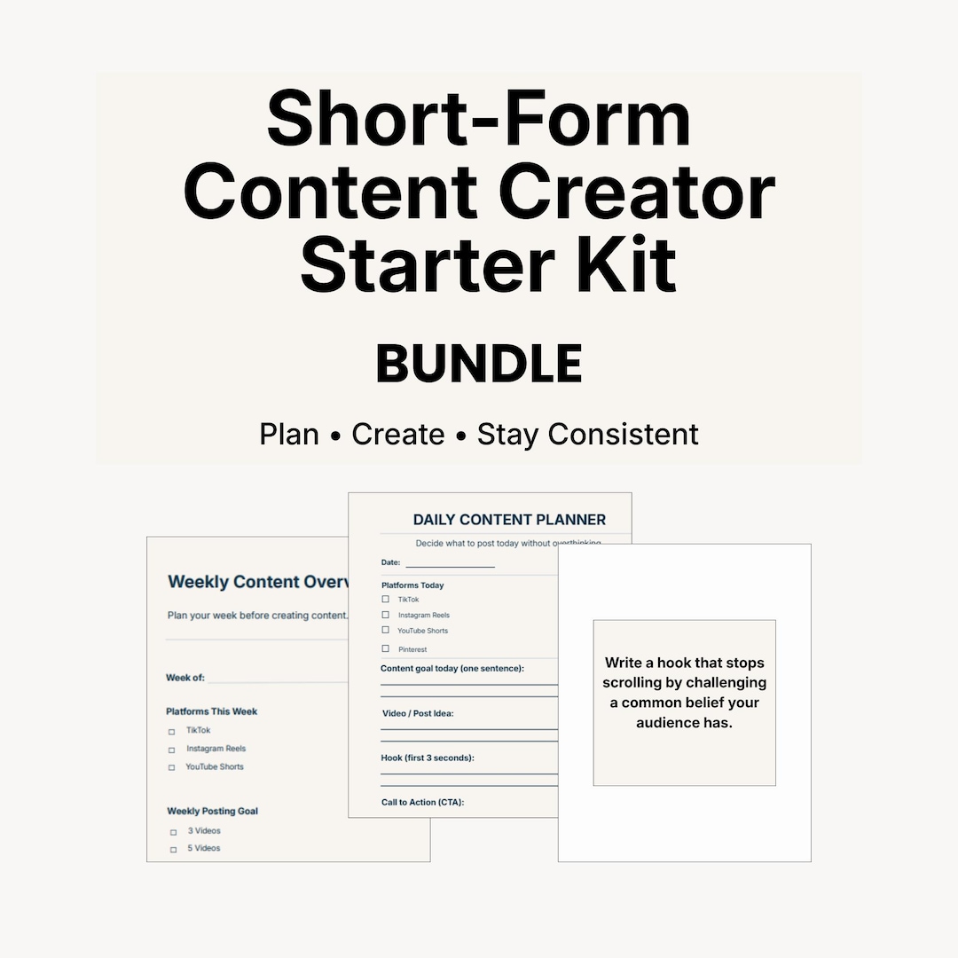 Short-form Content Creator Starter Kit (bundle) | Video Planning System ...