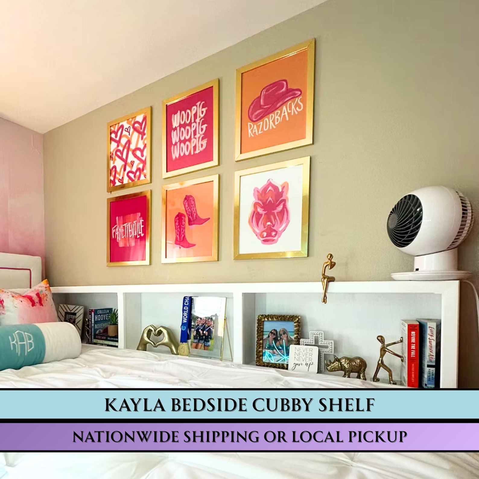 Dorm Bedside Cubby Shelf - Kayla Bedside Shelf, College Dorm Storage ...