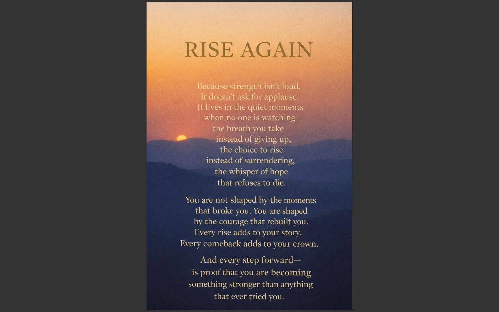 Rise Again Motivational Poem • Printable Encouragement Card ...