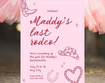 Editable Last Rodeo Bachelorette Invitation Template Wild West ...