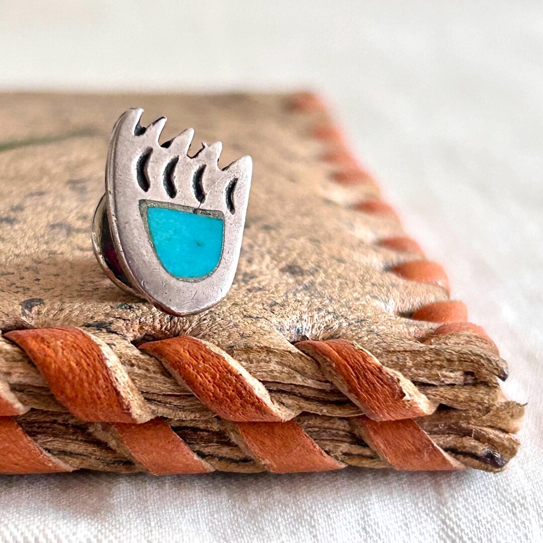 Turquoise Bear Paw Tie Tack Pin Vintage Southwestern Mens Suiting ...