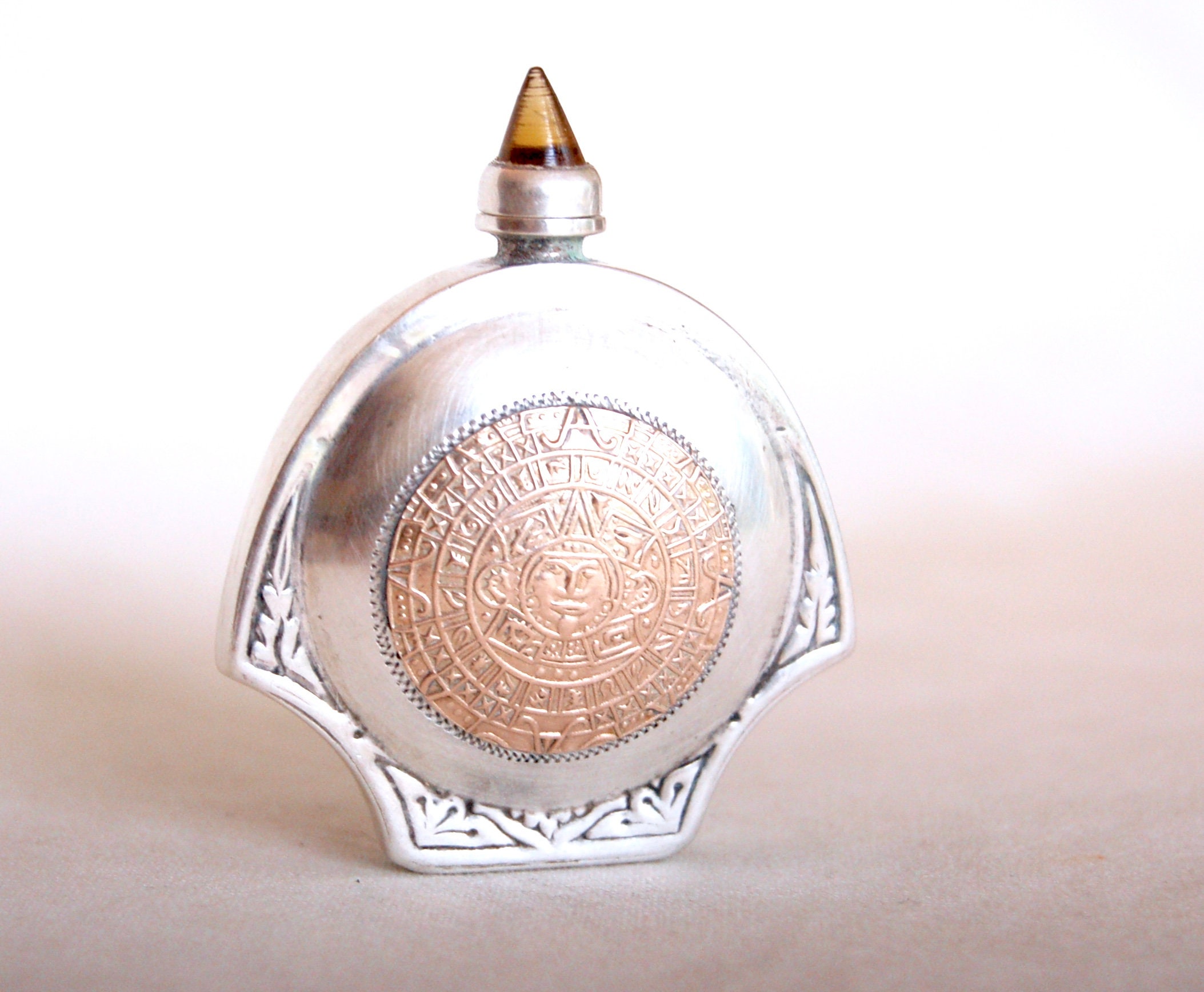Mexican Perfume Bottle Essential Oil Container Vintage Sterling Silver ...