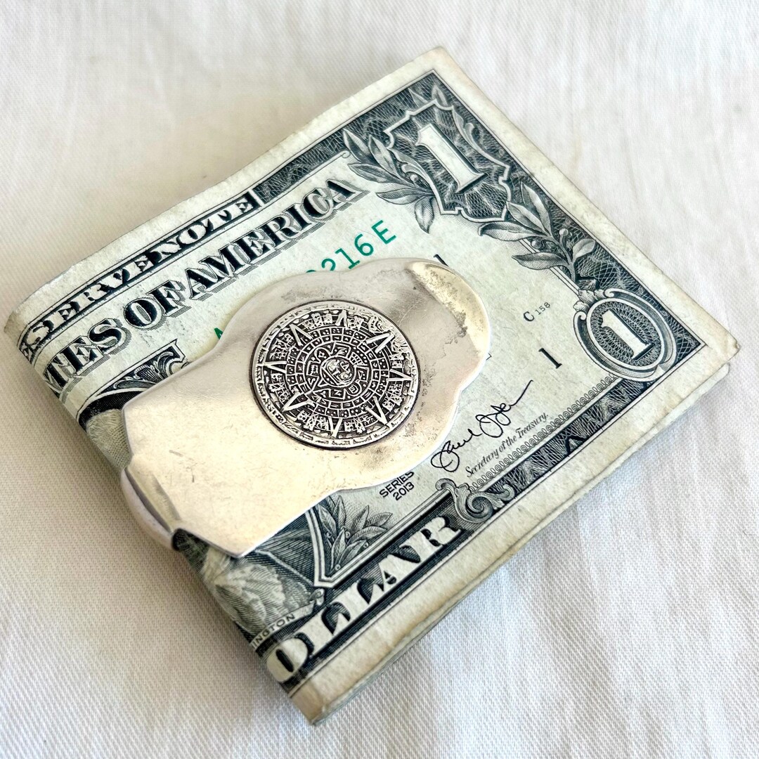 Midcentury Mexican Money Clip Vintage Sterling Silver Aztec Mayan ...