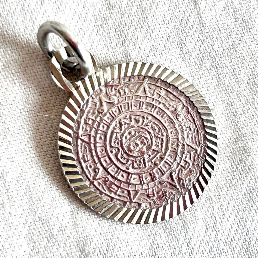 Mayan Calendar Pendant Aztec Sterling Silver Vintage Mexican Jewelry ...