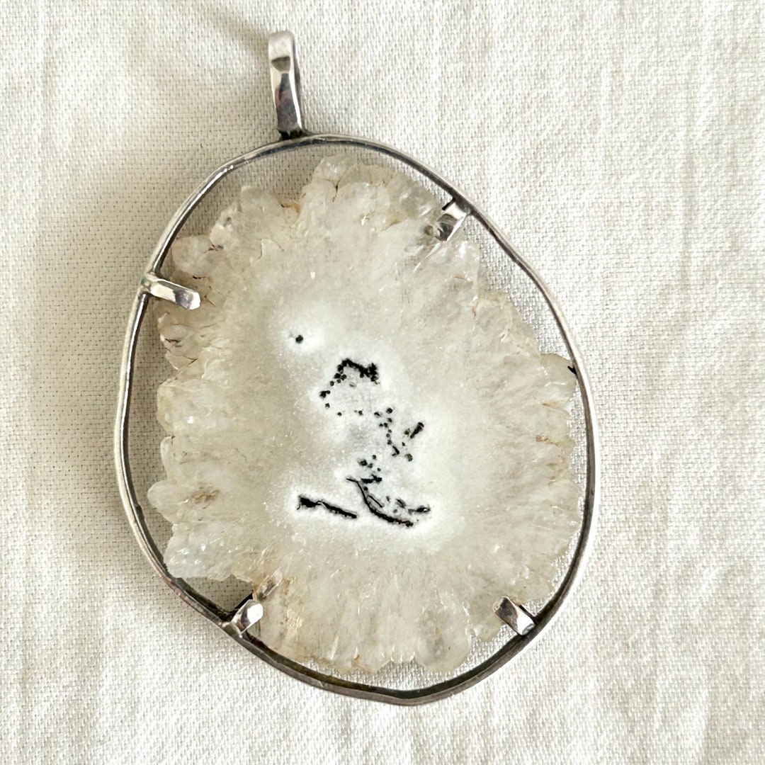 Solar Quartz Crystal Pendant Large Sterling Silver Necklace Finding ...