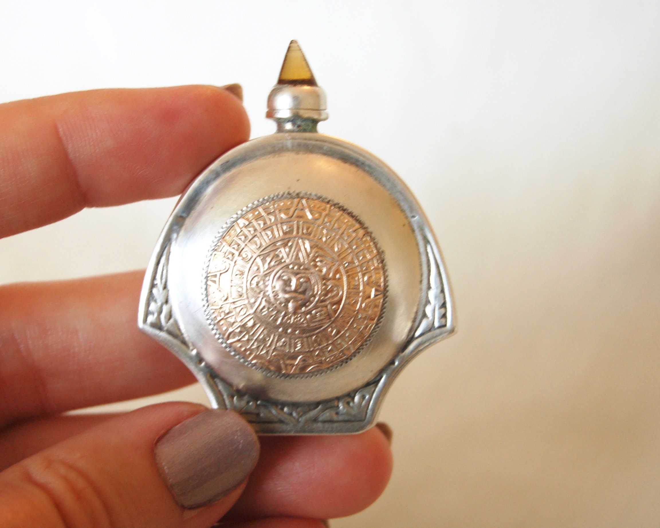 Mexican Perfume Bottle Essential Oil Container Vintage Sterling Silver ...