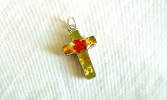 Mexican Cross Vintage Resin Flower Cross Catholic Fir… - Gem