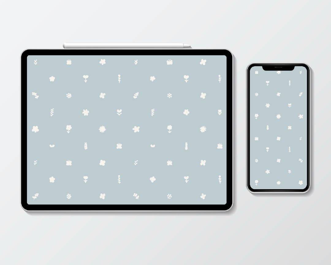 IPhone iPad Tablet Wallpaper: Hand Drawn Pastel Flower Butterfly Sky ...