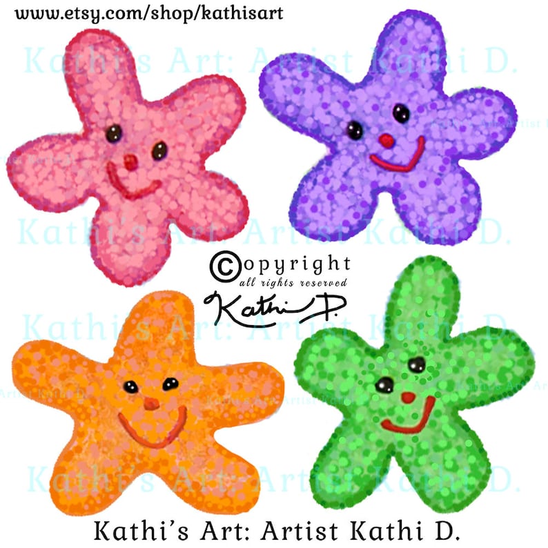 Happy Starfish Clip Art, Instant Download, TIFF, PSD, PNG Zip Files ...