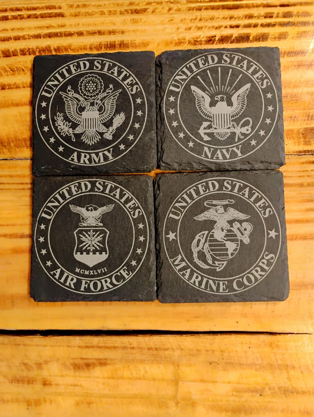 Custom Slate Coasters-military Branches - Set of 4 (choose From Army ...