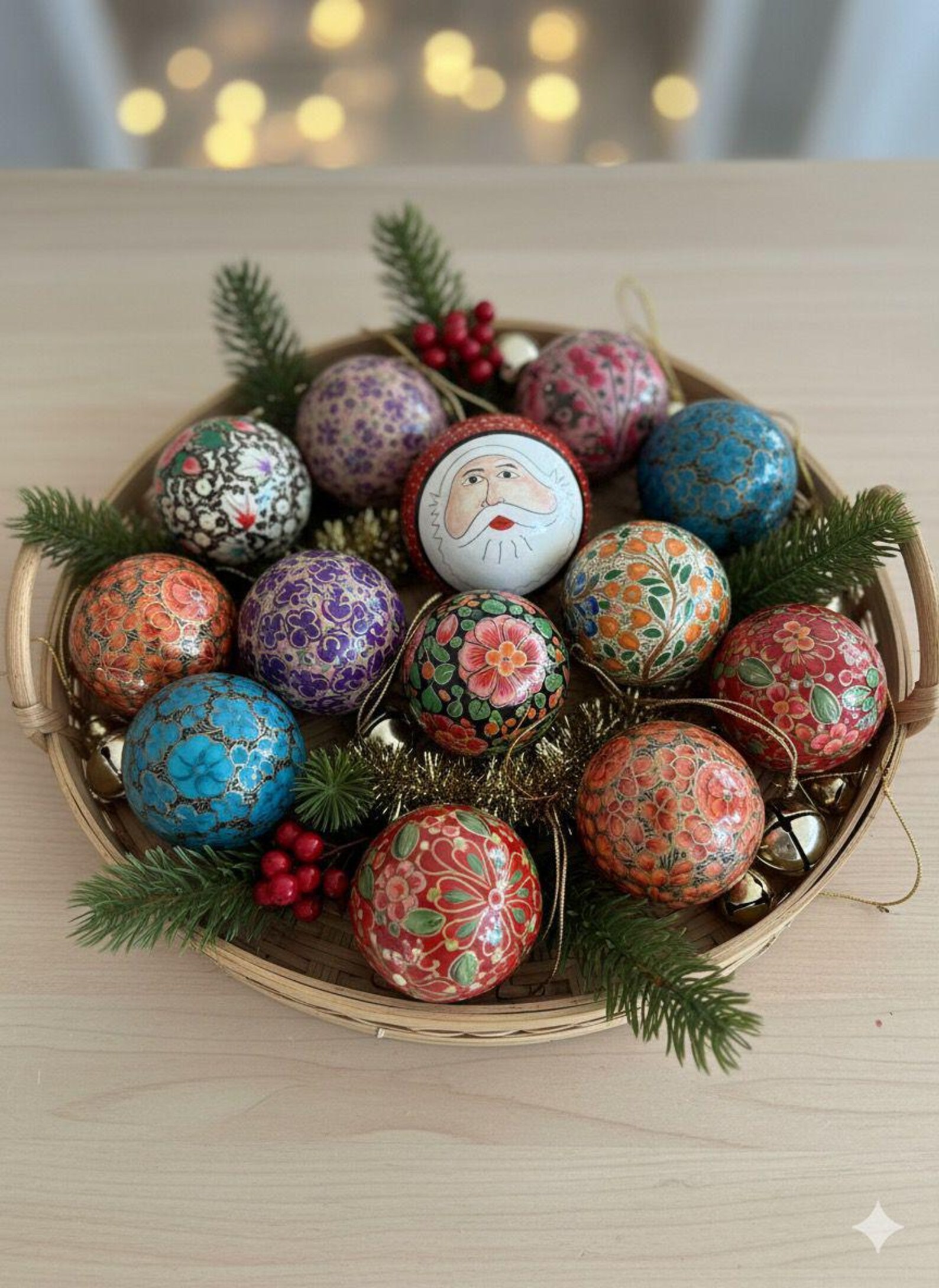 Handmade Paper Mache Christmas Ornament | Kashmiri Floral Bauble - Etsy