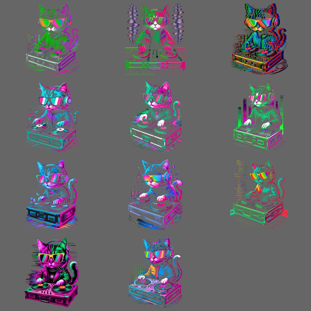 Cat DJ House Music PNG, Festival Techno Rave EDM Kitty Clipart, Party ...
