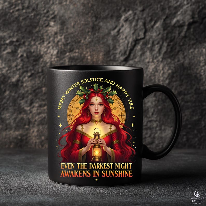 Celestial Yule Goddess Mug, Winter Solstice Witch Lantern Coffee Cup - Etsy