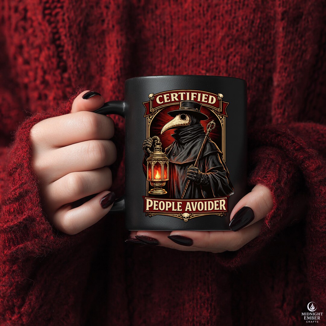 Certified People Avoider Plague Doctor Mug | Gothic Cup for Introverts ...