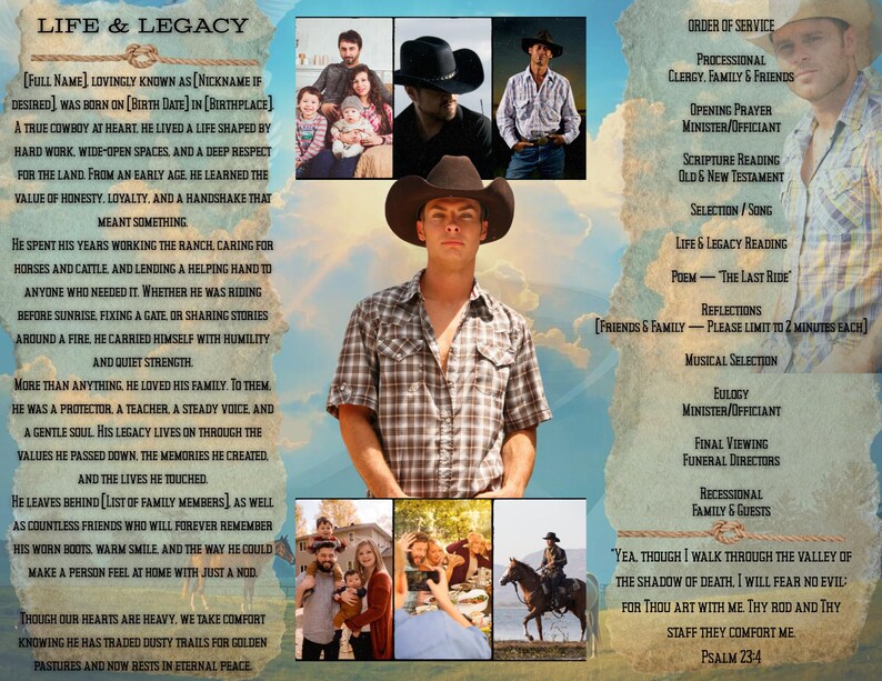 Editable Funeral Program Template – the Last Ride Canva Obituary ...