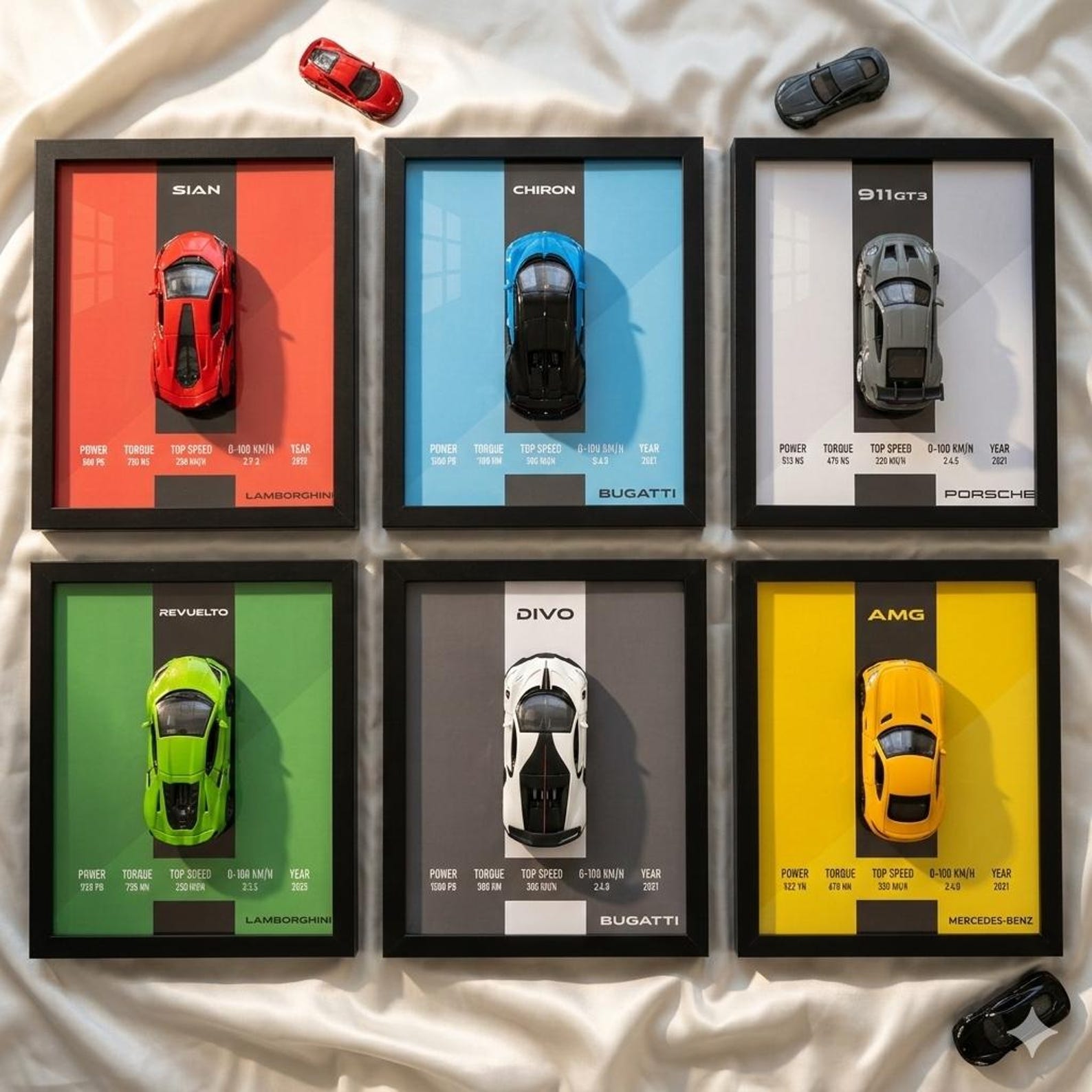 Supercar Wall Frame | Porsche, Lamborghini, Bugatti, AMG Diecast Car ...