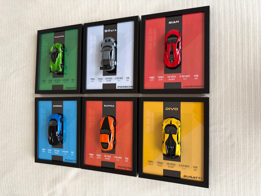 Supercar Wall Frame | Porsche, Lamborghini, Bugatti, Mustang Diecast ...