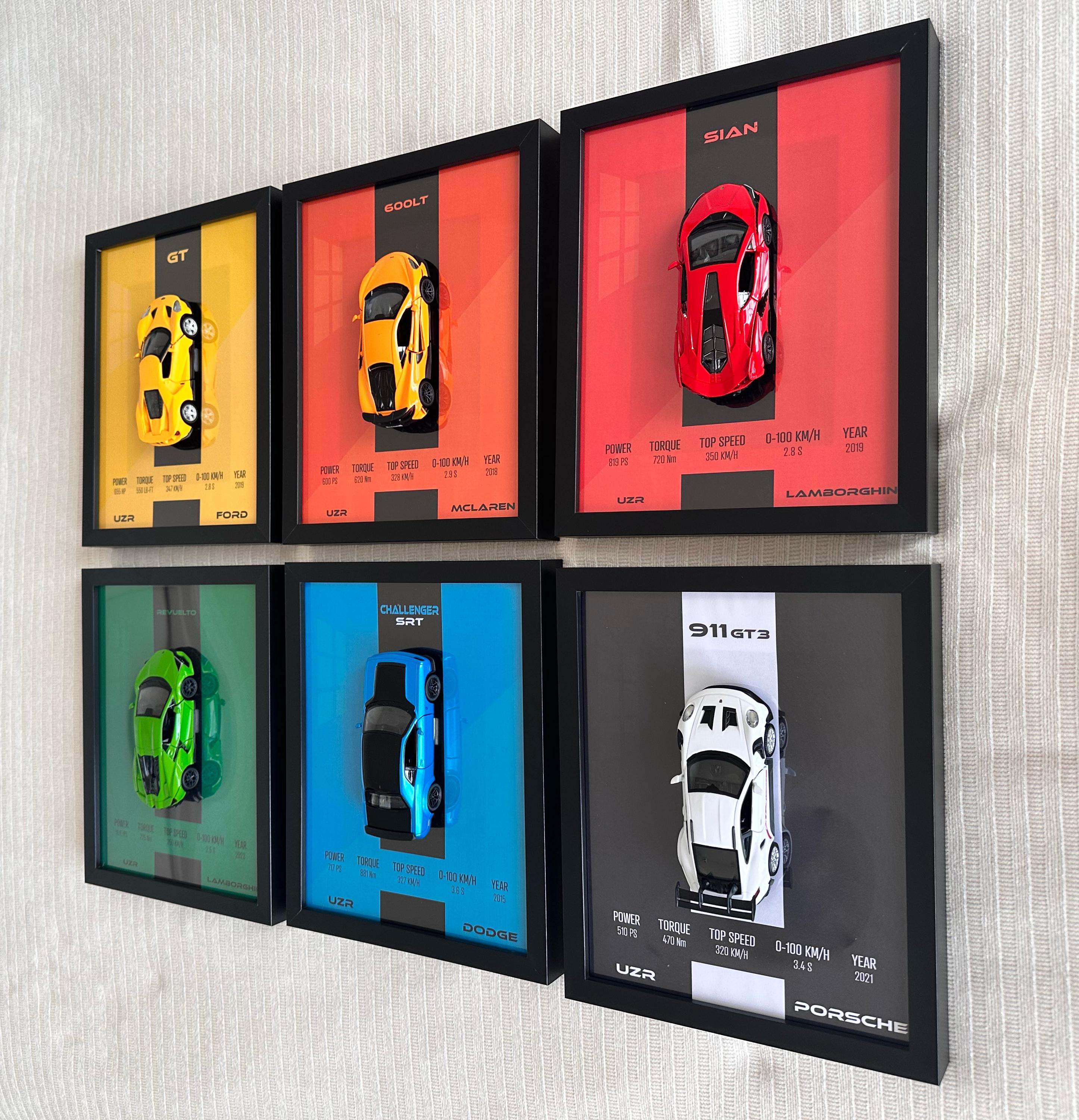 Supercar Wall Frame | Porsche, Lamborghini, Bugatti, Mustang Diecast ...
