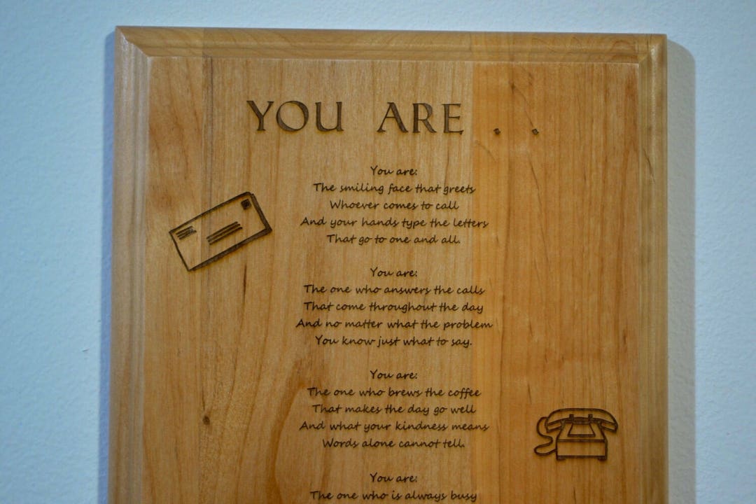 You Are.. Administrative Assistant Poem 8x10 Red Alder Plaque - Etsy