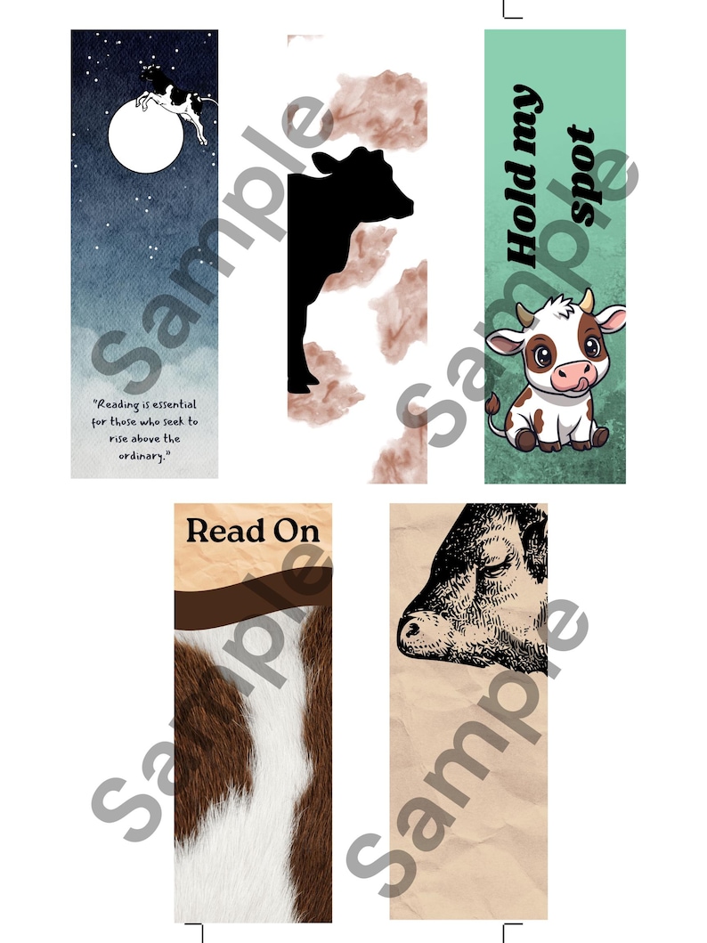 5 Cow Theme Printable Bookmarks – Digital PDF Set for Readers ...