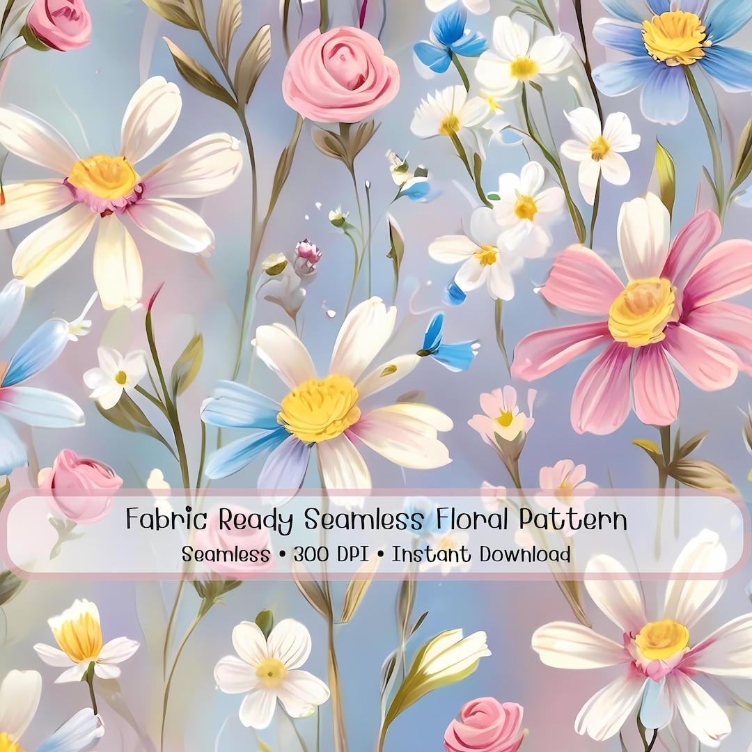 Seamless Floral Fabric Pattern, Pastel Wildflower Garden, Soft Romantic ...