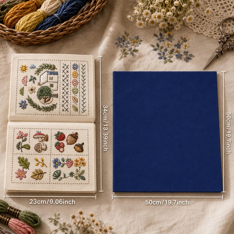 DIY Embroidery Stitch Book Kit, Floral Patterns, Sewing Practice ...