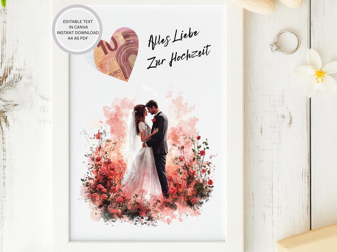 Editable Wedding Money Gift | Cash Gift Template (digital A4 A5 PDF ...